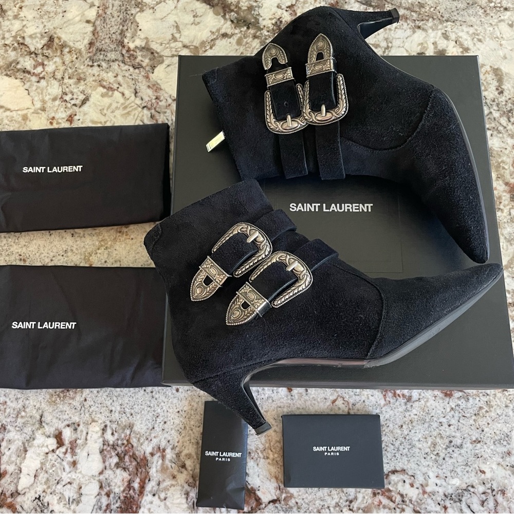 Saint Laurent Charlotte 55 Zip 2b Western Bootie - Si… - Gem